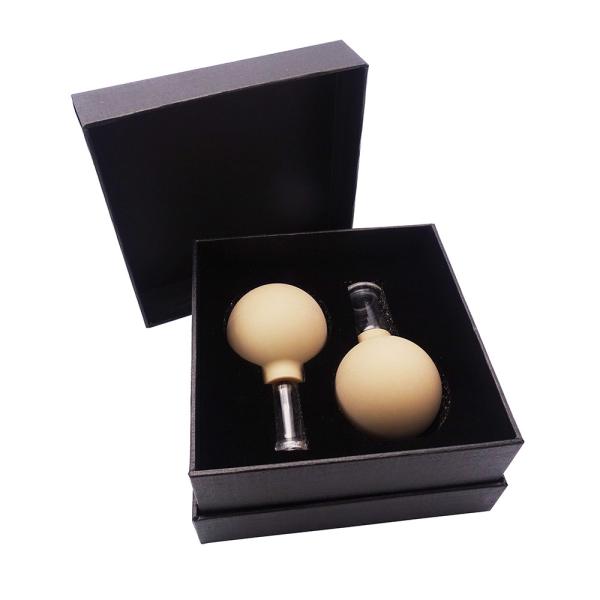 Quality Light Brown Glass Acupuncture Vacuum Hijama Smart Facial Cupping Set Rubber for sale