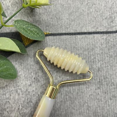 China Logotipo do Cliente 100% Agate cinza natural Roller Jadeite Crystal Beauty Container Massage Stick Equipamento de cuidados com a saúde facial à venda