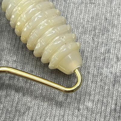 China Logotipo do Cliente 100% Agate cinza natural Roller Jadeite Crystal Beauty Container Massage Stick Equipamento de cuidados com a saúde facial à venda