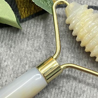 China Logotipo do Cliente 100% Agate cinza natural Roller Jadeite Crystal Beauty Container Massage Stick Equipamento de cuidados com a saúde facial à venda
