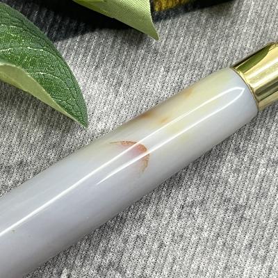 China Logotipo do Cliente 100% Agate cinza natural Roller Jadeite Crystal Beauty Container Massage Stick Equipamento de cuidados com a saúde facial à venda