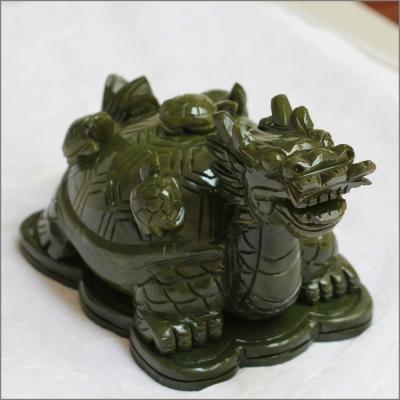China Característica regional Estatua de tortuga dragón de piedra verde de jade con aceptación OEM ODM en venta