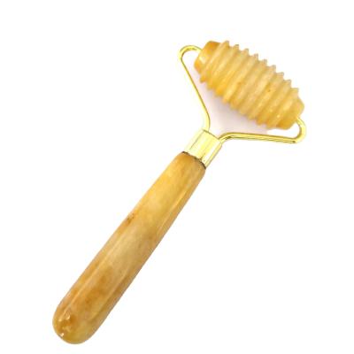 China Groene natuurlijke Spiked Edelsteen Jade Guasha Rollers voor gezichtsmassage Gepersonaliseerde schoonheid Gepersonaliseerde massage verpakking Te koop