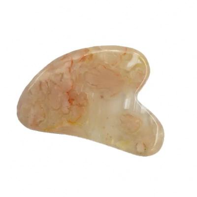 China Cherry Blossom Agate Heart Shape Gua Sha Board Skin Care Massage Tool for Infrared Physiotherapy for sale