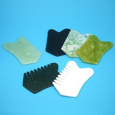 China Jade Gua Sha Combs Massage Stone Hair Comb Handheld Head Tools for Body Muscles and Multifunctional Facial Massage Tool for sale