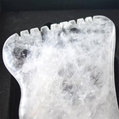 China Duidelijk kwarts Gua Sha-vormig bord gereedschap voor gezicht en nek huid gezondheid OEM/ODM geaccepteerd Te koop