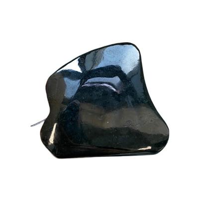 China Facial Sculpting Dark Green Nephrite Jade Gua Sha Stones with Ridge Teeth and Thumb Loops 2021 Popular for sale