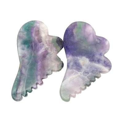 China Natuurlijke regenboogfluoride met kleurrijke Gua Sha-schrapen massagetools 95*55mm Te koop