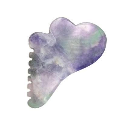 China Natuurlijke regenboogfluoride met kleurrijke Gua Sha-schrapen massagetools 95*55mm Te koop