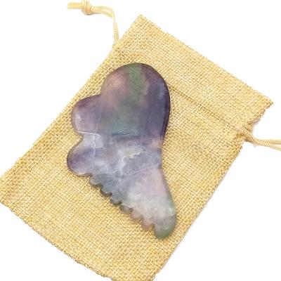 China Natuurlijke regenboogfluoride met kleurrijke Gua Sha-schrapen massagetools 95*55mm Te koop