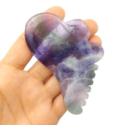 China Natuurlijke regenboogfluoride met kleurrijke Gua Sha-schrapen massagetools 95*55mm Te koop