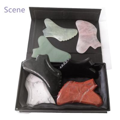 Cina Pietra preziosa personalizzata Rose Quartz Rosso Jasper Howlite Guasha Giada Gua Sha Facial Scraping Massaggio Strumento con controllo del tempo in vendita