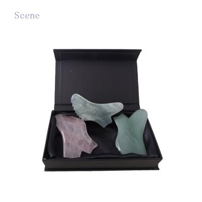 Cina Pietra preziosa personalizzata Rose Quartz Rosso Jasper Howlite Guasha Giada Gua Sha Facial Scraping Massaggio Strumento con controllo del tempo in vendita
