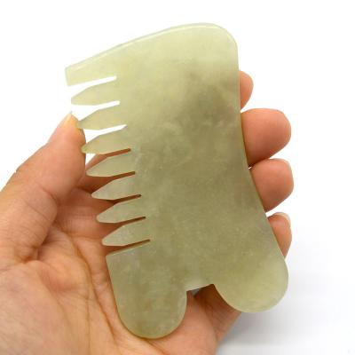 China Xiuyan Jade Guasha Massage Comb Gua Sha Scarping Gezichtsgereedschap met Infrarood Fysiotherapie Functie 88*50*4mm Te koop