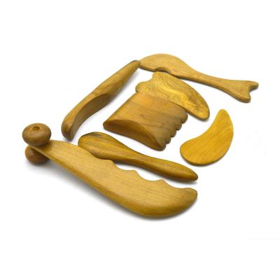 China 7 stuks-kit Hout Guasha Boards Boodschap Roller Tools Mooie Acupunctuur Sticks Voor schoonheid Te koop
