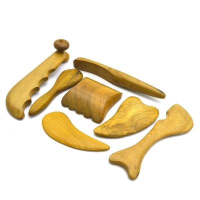 China 7 stuks-kit Hout Guasha Boards Boodschap Roller Tools Mooie Acupunctuur Sticks Voor schoonheid Te koop