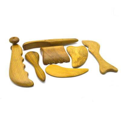 China 7 stuks-kit Hout Guasha Boards Boodschap Roller Tools Mooie Acupunctuur Sticks Voor schoonheid Te koop