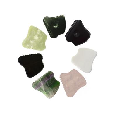 China Natural Bian Stone Facial Guasha Scraping Tool Mode No abk-204 Private Label Gua Sha Jade Therapy Face Massage Tools for sale