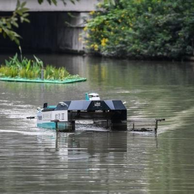 China Barco 2não pilotado da limpeza do rio do ejetor elétrico com as cestas de levantamento automáticas SMURF do lixo à venda