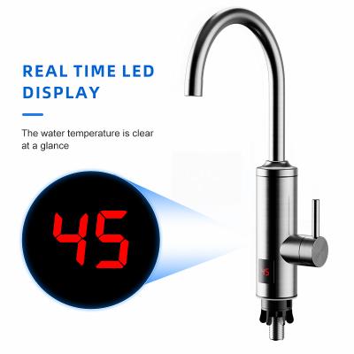 China 304 Stainless Steel Electric Water Heater Faucet with 3.3KW Power and LED Digital Display for sale