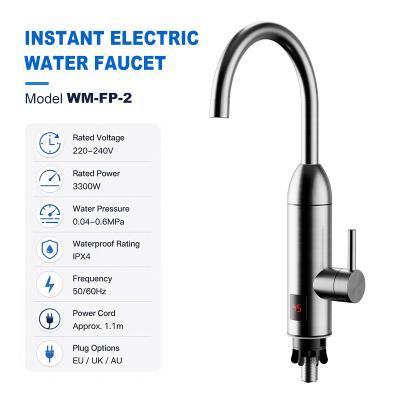 China 220V 3.3KW Instant Water Heater Tap with LED Digital Temperature Display and 304 Stainless Steel Housing for sale