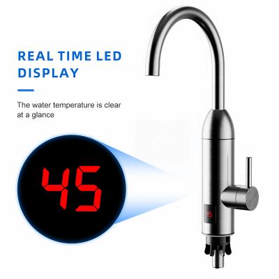 China 220V 3.3KW Instant Water Heater Tap with LED Digital Temperature Display and 304 Stainless Steel Housing for sale
