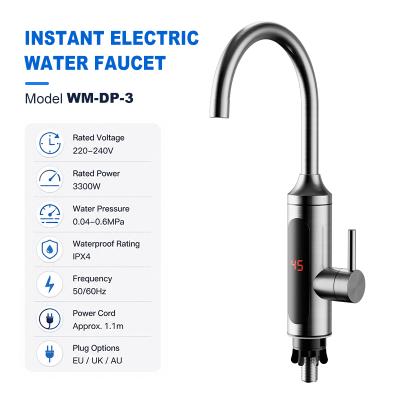 China 220V Tankless Instant Tankless Electric Hot Water Heater Faucet With LED Digital Display for sale