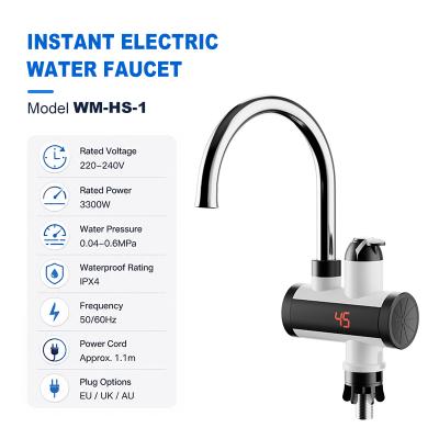 China 3300W EU Plug Electric Heating Tap with LED Digital Display for Instant Hot Water Supply for sale