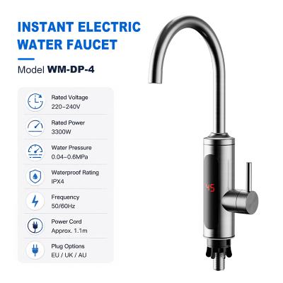 China 3s Fast Heating 3300W Electric Water Heater Tap with 304 Stainless Steel Instant Water Heater Faucet for sale