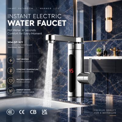 China 3s Fast Heating 304 Stainless Steel Electric Heating Tap with LED Display for Bathroom for sale