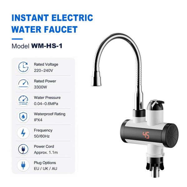 Quality 3s Fast Heating 3300W Electric Water Heater Tap with LED Temperature Display for sale