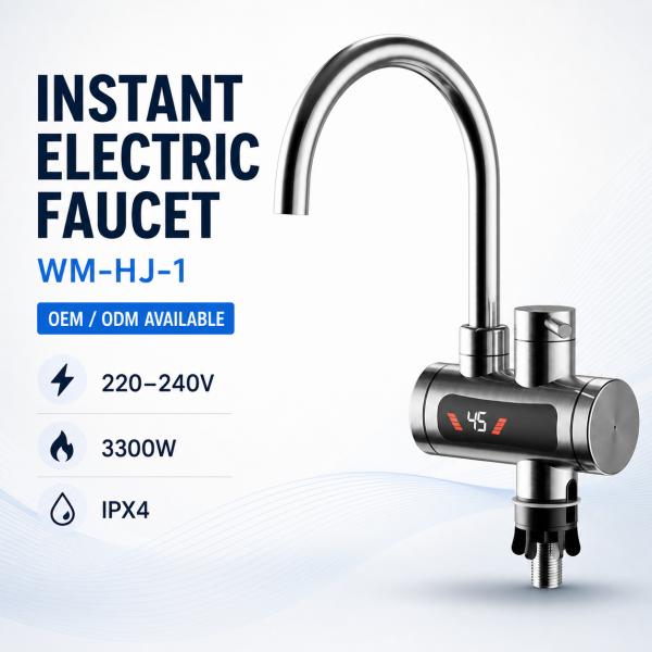 Quality 3s Fast Heating 3300W Electric Water Tap with LED Digital Display and 304 Stainless Steel for sale