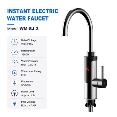 China 3s Fast Heating 304 Stainless Steel Instant Water Heater Tap with Digital Temperature Display for Kitchen for sale