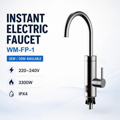 China 304 Stainless Steel 3.3KW Power 3s Fast Heating Instant Electric Water Heater Faucet for Kitchen and Bathroom for sale