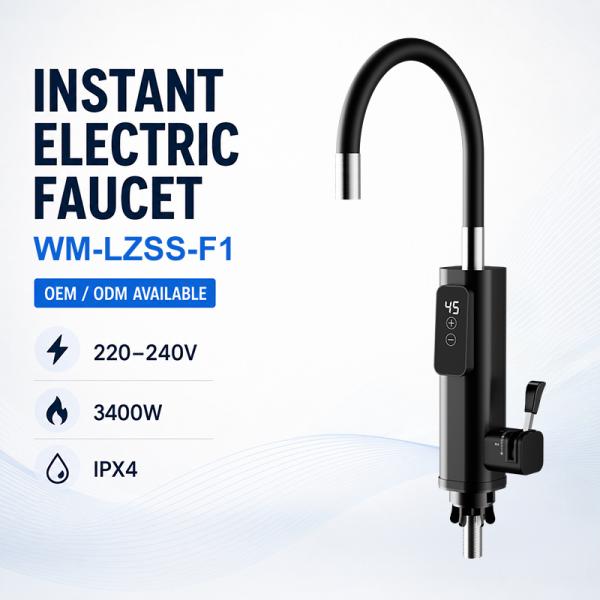 Quality 3400W LED Temperature Display Electric Heating Faucet with 3s Fast Heating for Kitchen for sale