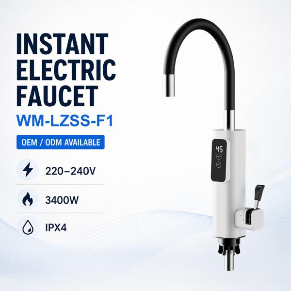 Quality Limescale-Resistant 3s Fast Heating Electric Water Tap with LED Temperature Display for sale