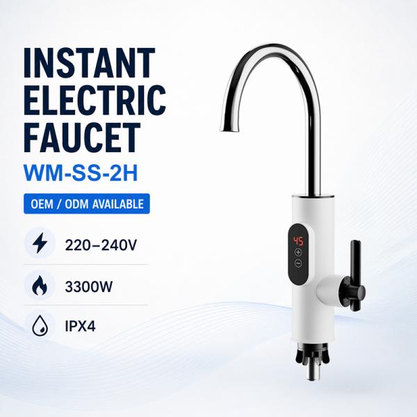 Quality 3300W Electric Hot Water Faucet, featuring a 304 stainless steel heating element and an LED temperature display for sale