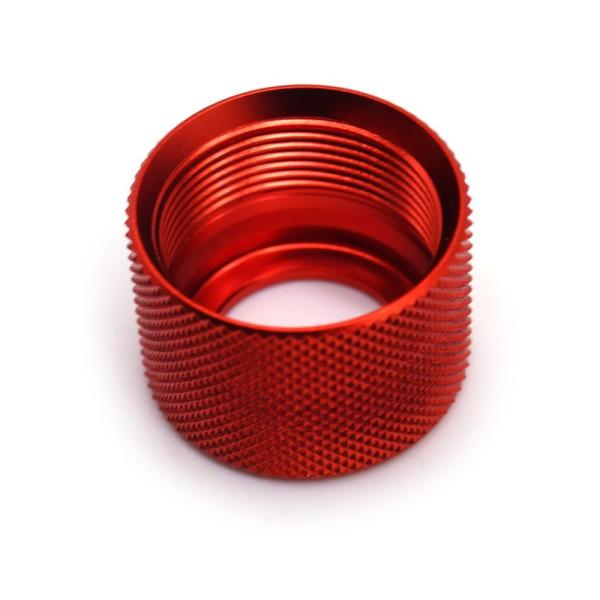 Quality CNC Machined Aluminum Knurled Ring With Internal Thread Red Anodized Precision Grip Ring for sale