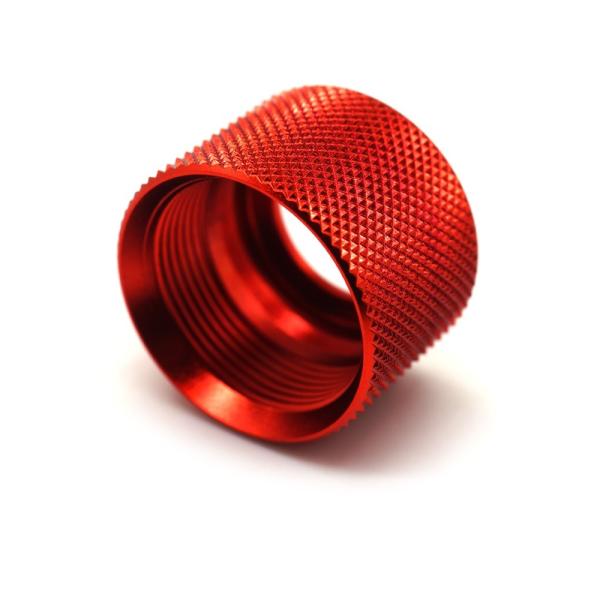 Quality CNC Machined Aluminum Knurled Ring With Internal Thread Red Anodized Precision for sale