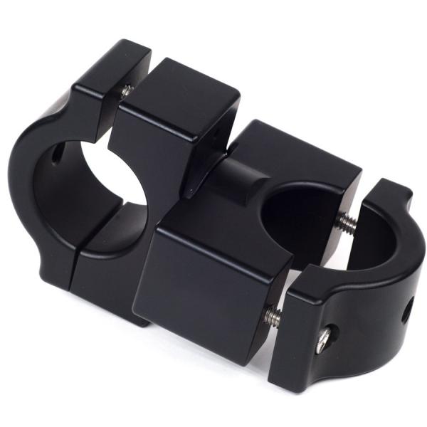 Quality Black Anodized CNC Aluminum Cross Clamp Connector Dual C Shape Tube Clamps for sale