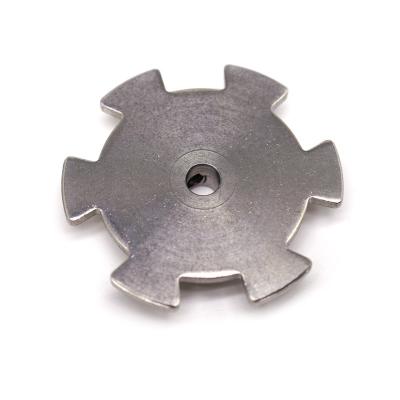China Custom CNC Machined Stainless Steel Locking Disk Component – Non-Involute Tooth Profile with Central Boss, Through-Hole and Threaded Mounting Holes for Shaft Assembly for sale