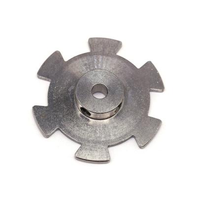 China Custom CNC Machined Stainless Steel Locking Disk Component – Non-Involute Tooth Profile with Central Boss, Through-Hole and Threaded Mounting Holes for Shaft Assembly for sale