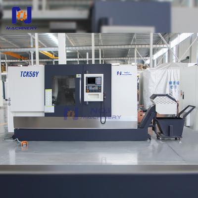 China Hoge precisie metalen CNC draaibank TCK56Y schuine bed Fanuc systeem Torno CNC voor metaal Te koop