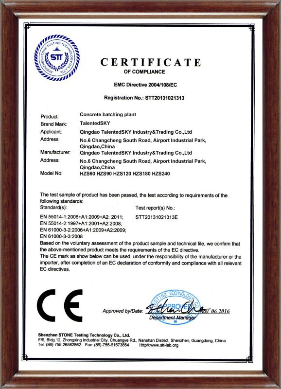 CE for Concrete Batching Plant - Talented Sky Industry Co., Ltd