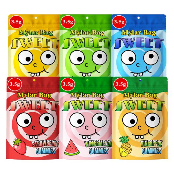 Quality OEM ODM Factory Wholesale Custom Mylar Bag Many Different Fruit Flavors Gummy Candy 3.5g 7g 14g 28g Stand-Up Pouch for sale