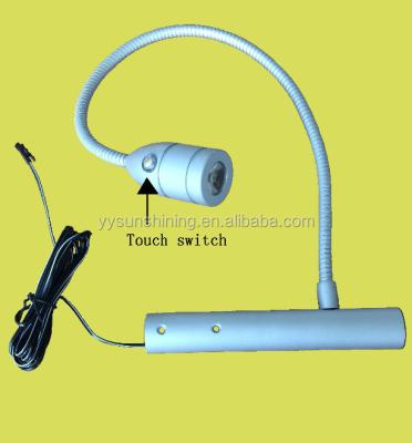 China 12v 1w Flexible Arm LED Bedside Reading Lights met Touch On Off Schakelaar in het donker Te koop