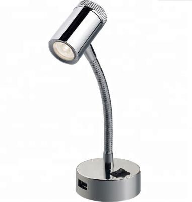 Cina 12V Flessibile Arm Reading Light con presa di ricarica USB per attenuazione del riflettore 3W 85lm/w in vendita