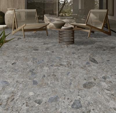 China Glare-Free Medium Grey Micro-Mold Terrazzo Tile for Corporate Offices for sale