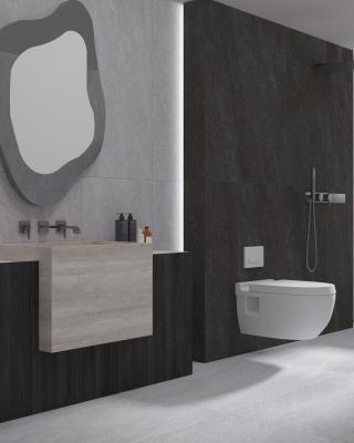 China 600x1200mm Urban Light Grey Cement Marble Project Tile for Transit Hubs for sale