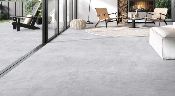 Quality 600x1200mm Contemporary Light Grey 3D Velvet Project Floor Tile for sale